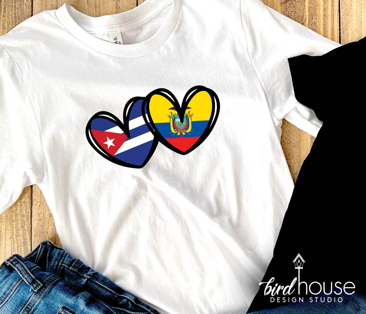 Hearts with Hispanic Heritage Flag Shirt, Any Country Flags – Birdhouse ...